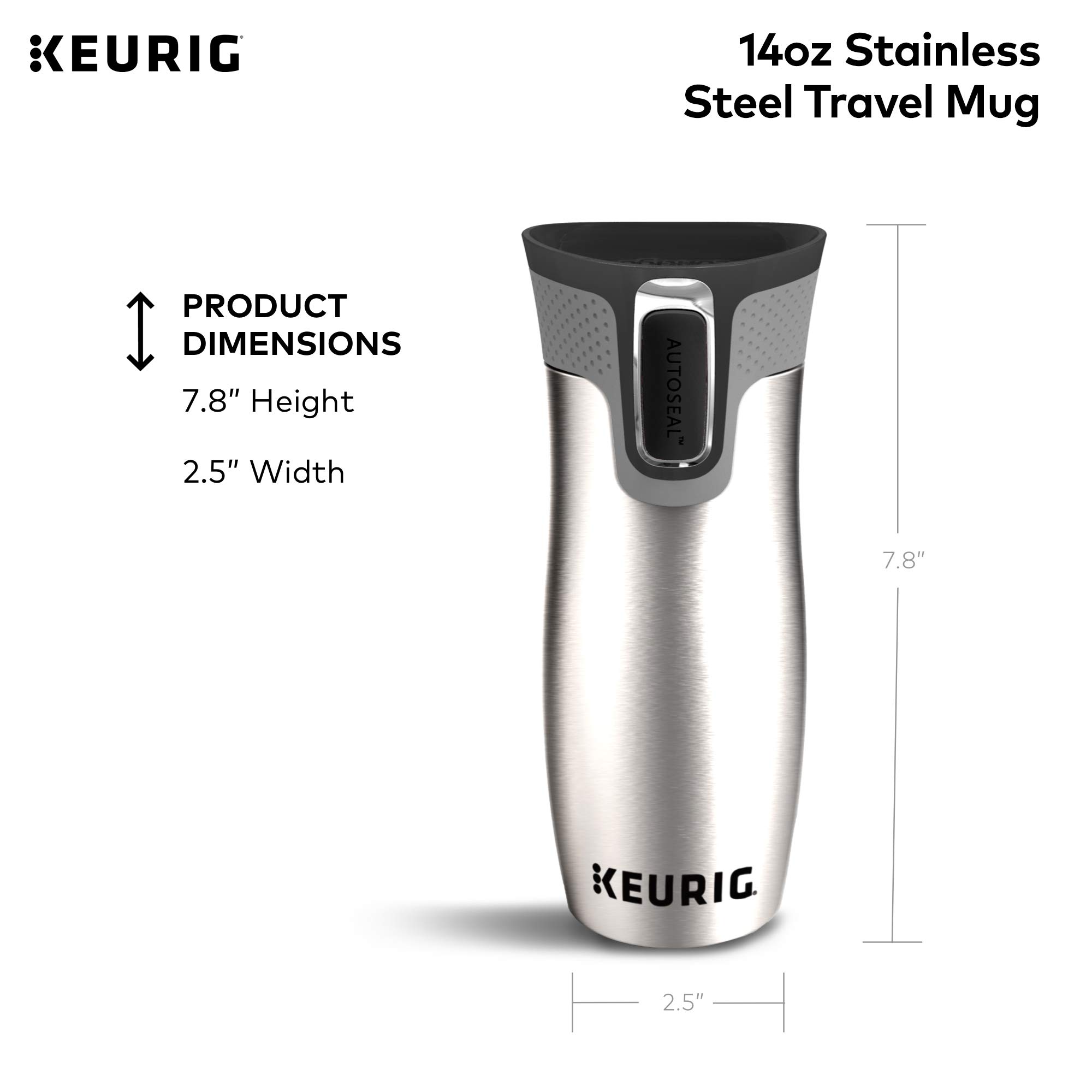 Keurig K-Duo Special Edition Coffee Maker, Single Serve and 12-Cup Drip Coffee Brewer, Silver & Contigo Autoseal Coffee Travel Mug, West Loop Vacuum Insulated with Easy-Clean Lid, 14 Oz, Silver