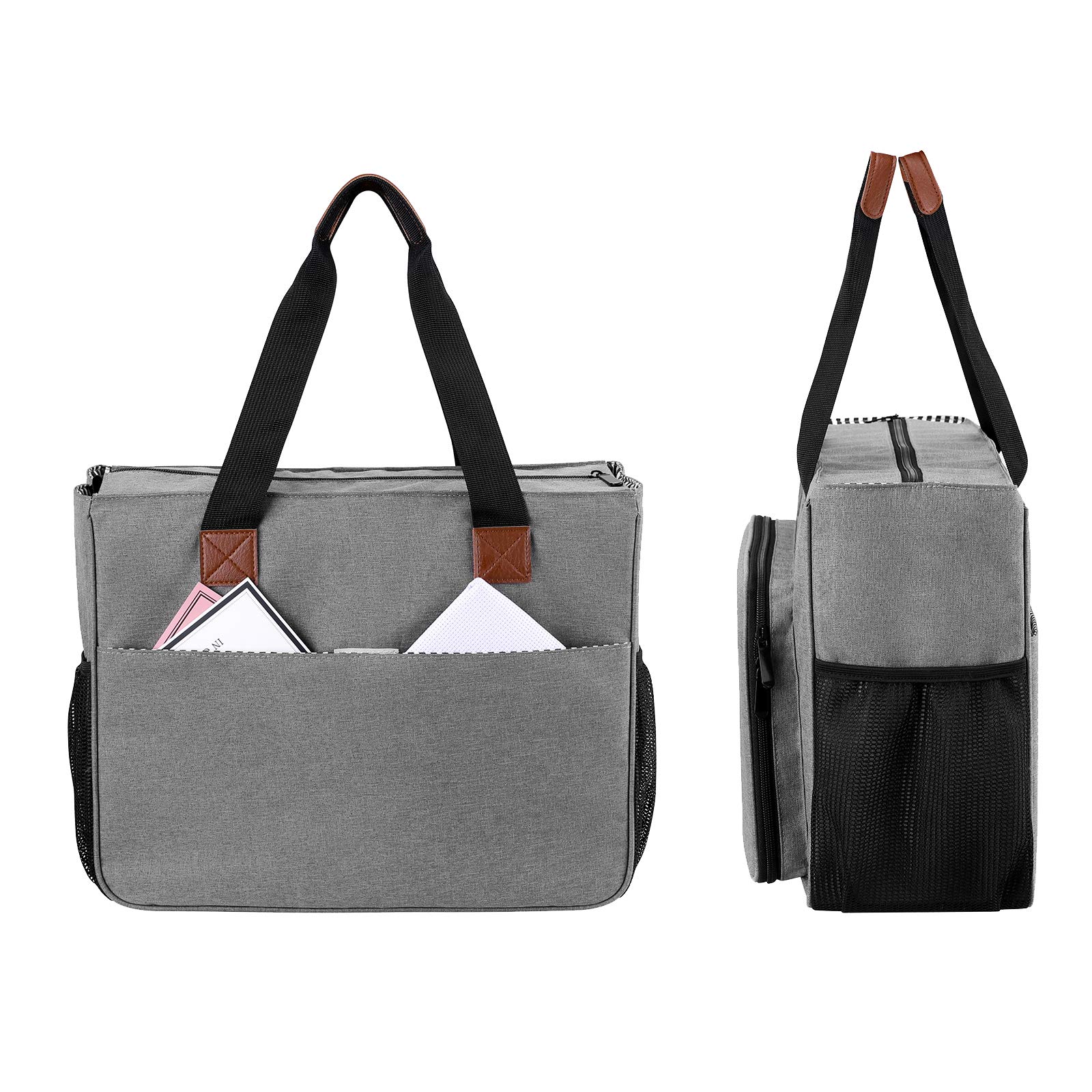 Coopay Embroidery Project Carrying Bag, Multi-pocket Embroidery Kits Storage Bag for Carrying Embroidery Floss, Cross Stitch & Hoops, Waterproof Oxford Fabric, Elegant Black (No Accessories Included)