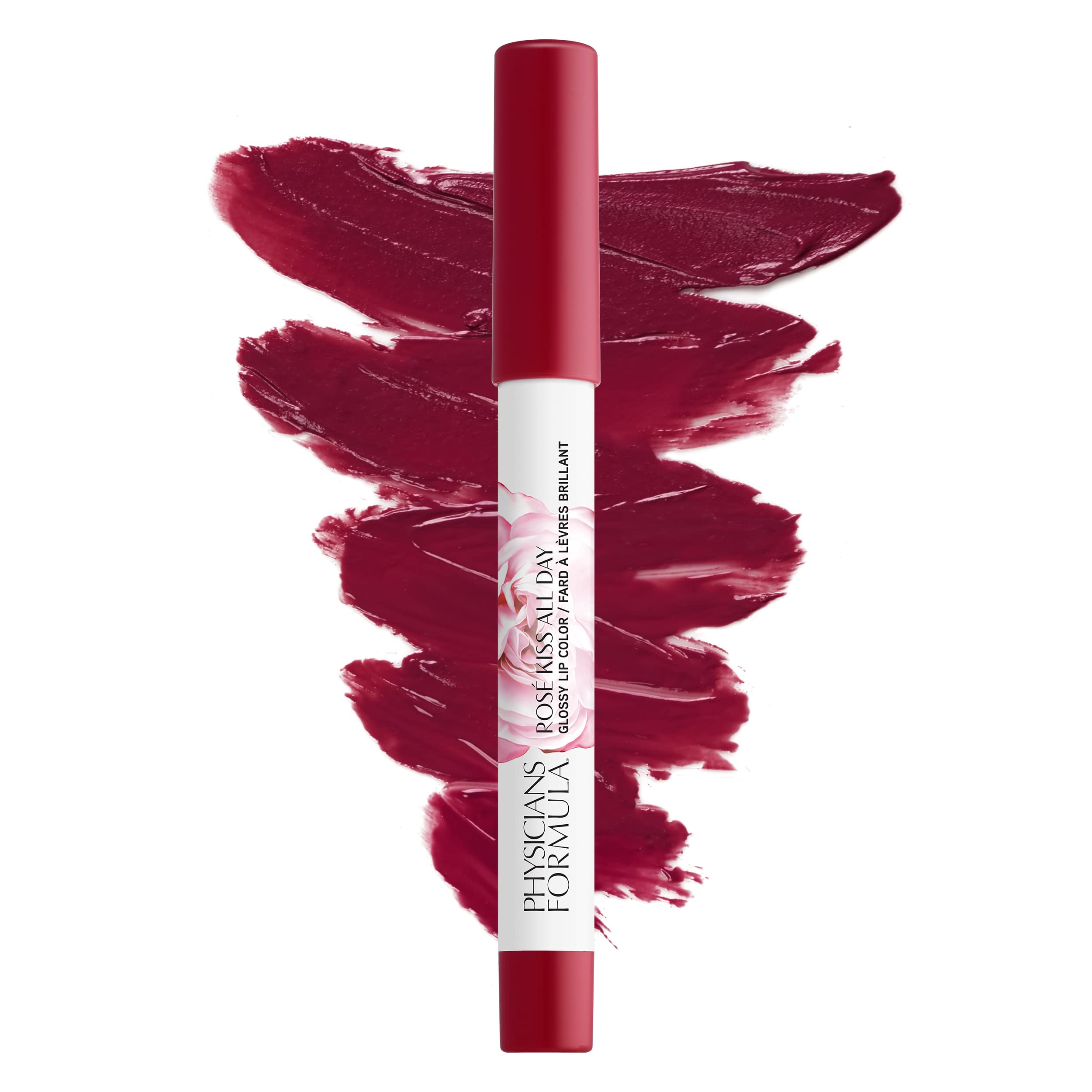 Physicians Formula Rosé Kiss All Day Glossy Lipstick Lip Color Makeup, Red Xoxo | Dermatologist Tested, Clinicially Tested