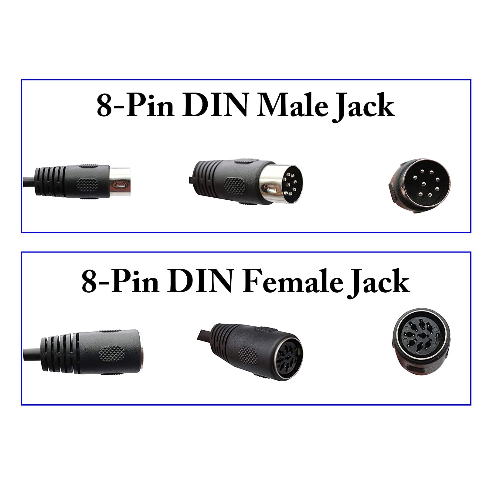 LOKEKE 8 Pin DIN MIDI Splitter Cable, 8 Pin DIN DIMI Male to 2 Din 8 Pin Female Y Cable Cord Wire Audio Socket Compatible with Bang Olufsen PowerLink MK2(8Pin to 8Pin)