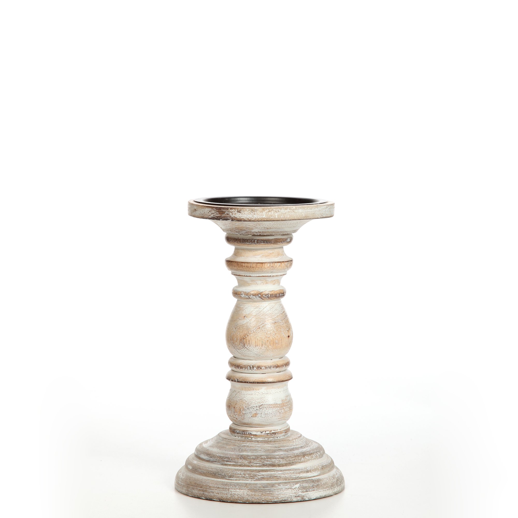 Hosley® Elevate Your Decor with Our Set of 2 Wood Candlesticks 14" High Distress Finish Candleholders for Pillar Wax Candles or Flameless Candles Rustic Charm for Timeless Style