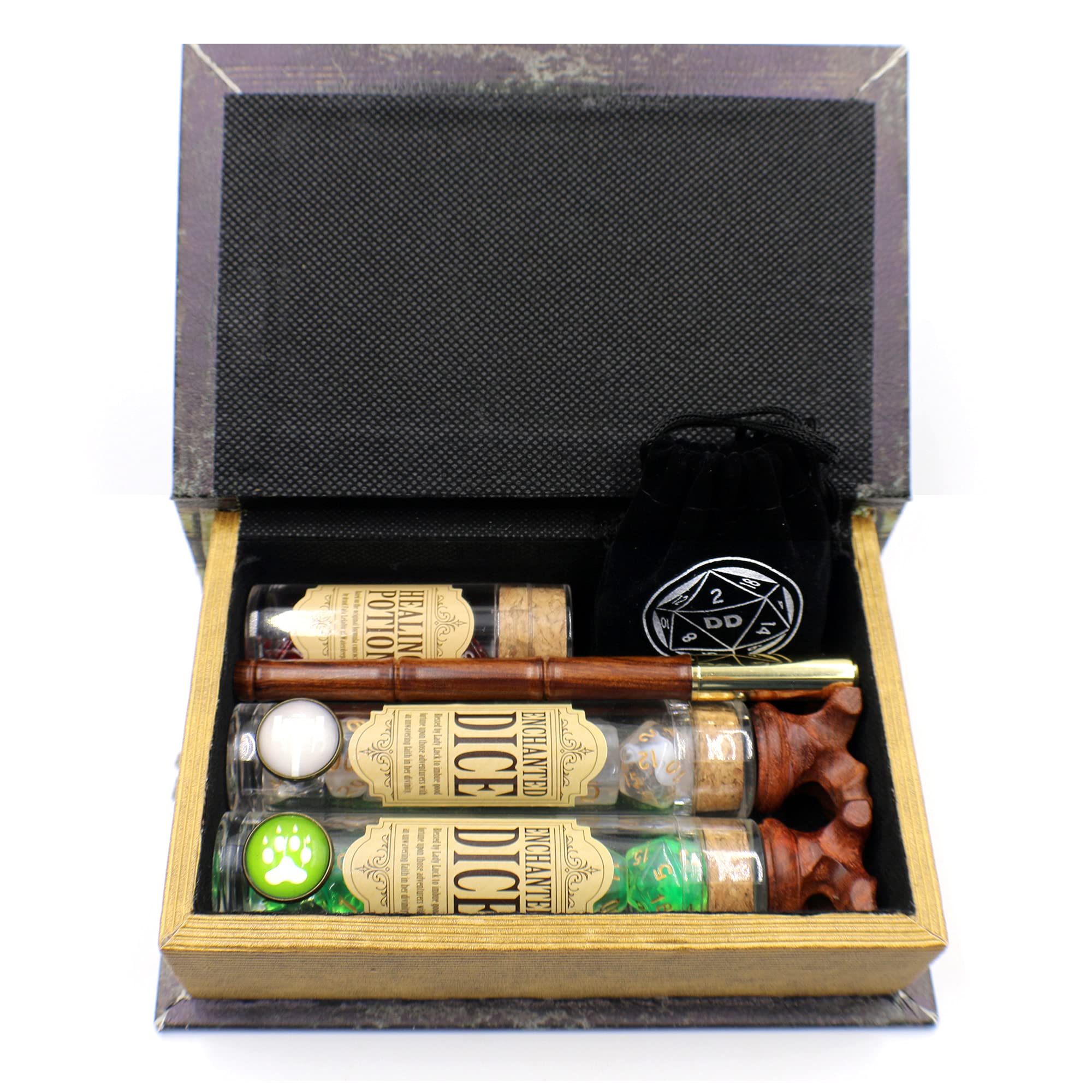 Dahan Dice Druid and Cleric Gift Set with Dice, Box, D20 Stand and Tokens