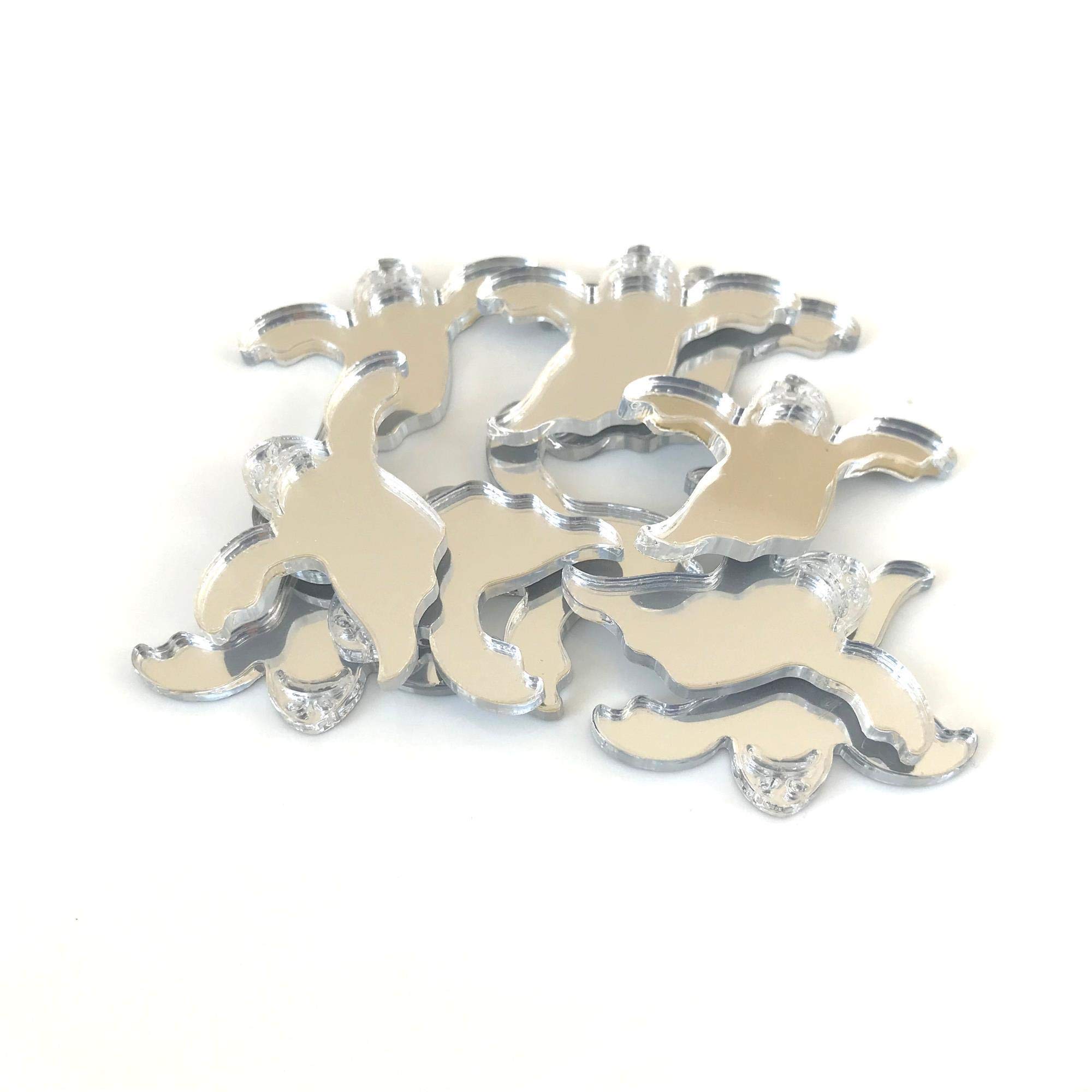 Super Cool Creations Ghost Shaped Crafting Mirrors, Set of 10, Many Colours, Shatterproof Acrylic, Orange, Pack of 10 x 10cm