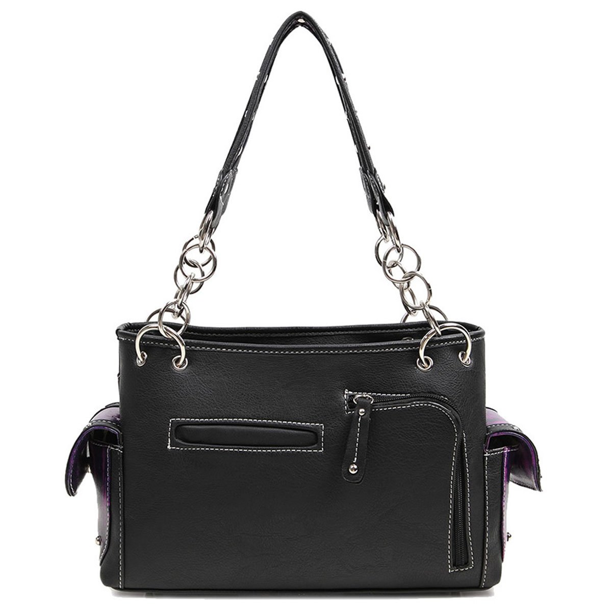 Colorful Dragonfly Western Style Spring Rhinestone Studded Purse Leather Country Handbag Women Shoulder Bag Wallet Set (#2 Purple)