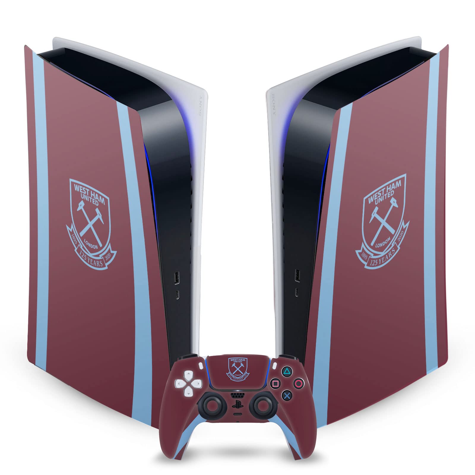 Head Case Designs Officially Licensed West Ham United FC Jersey 2020/21 Home Kit Vinyl Faceplate Gaming Skin Decal Compatible With Sony PlayStation 5 PS5 Digital Edition Console & DualSense Controller