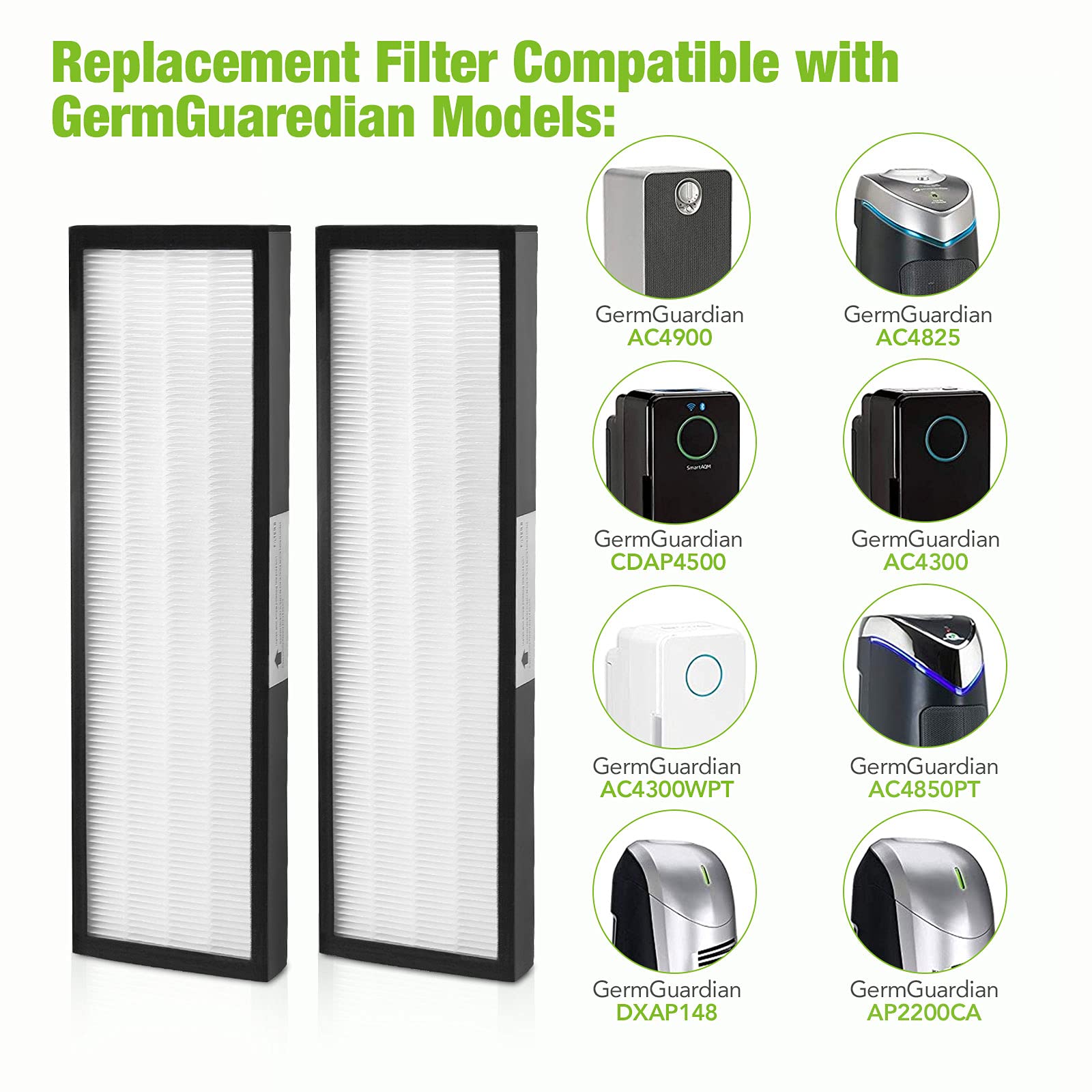 Housmile Replacement HEPA Filter B Compatible with G-guardian Models AC4825 AC4825E AC4825DLX AC4850PT AC4900CA AC4820 PureGuardian AP2200CA Plus 2 HEPA Filters and 4 Activated Carbon Filters -FLT4825
