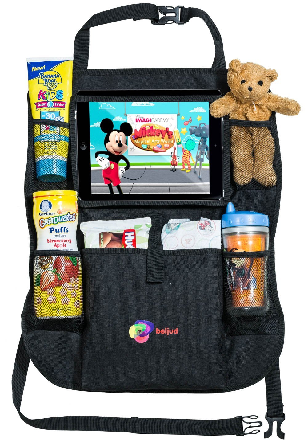 Durable Backseat Car Organizer- Kick Mats Back Seat Protector- Heavy Duty Car Organizer for Kids with Touchable Tablet Holder and Extra Storage Pockets, Car Travel Accessories, Perfect for Travel, Car