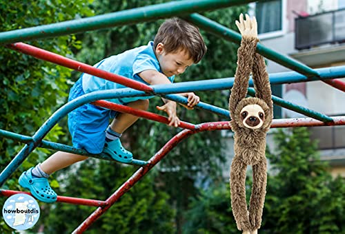 HOWBOUTDIS 20 inch Brown Hanging Sloth - Stuffed Animal - Ultra Soft Plush - Hands and Feet Connect - Realistic Design - Great Gift or Prize