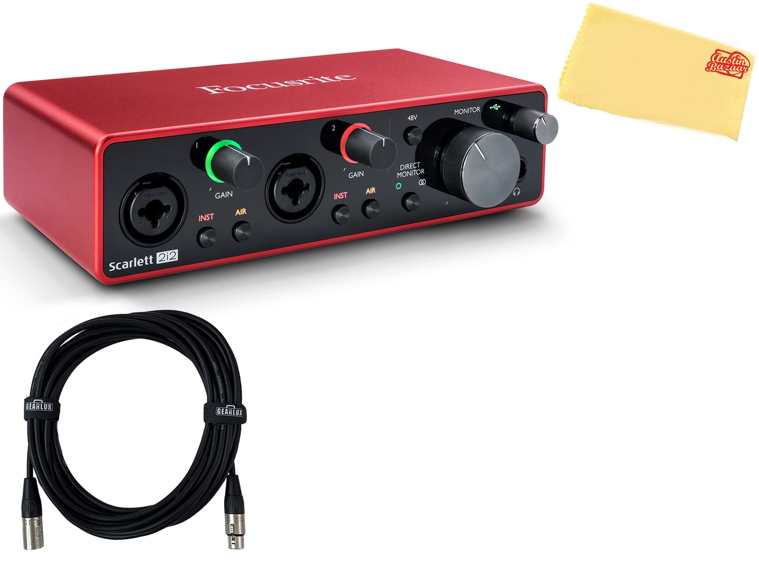 Focusrite Scarlett Solo Studio USB Audio Interface Bundle with XLR Cable and Polishing Cloth