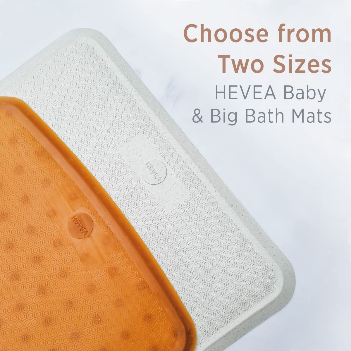 HEVEA Baby & Toddler Bath Mat - 100% Natural Rubber Non Slip Bathtub Mat for Baby - Upcycled, Danish Design - Safe & Sustainable Bathroom Essential (Natural)