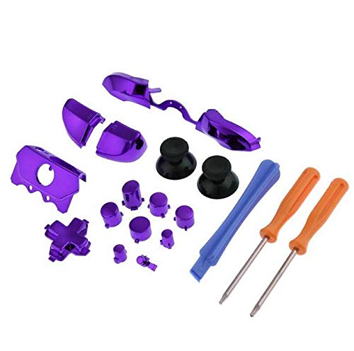 for Xbox One Elite Replacement Full Buttons Bumper Triggers T6 T8 Screwfor Xbox One Controller with 3.5mm Jack (Chrome Purple)