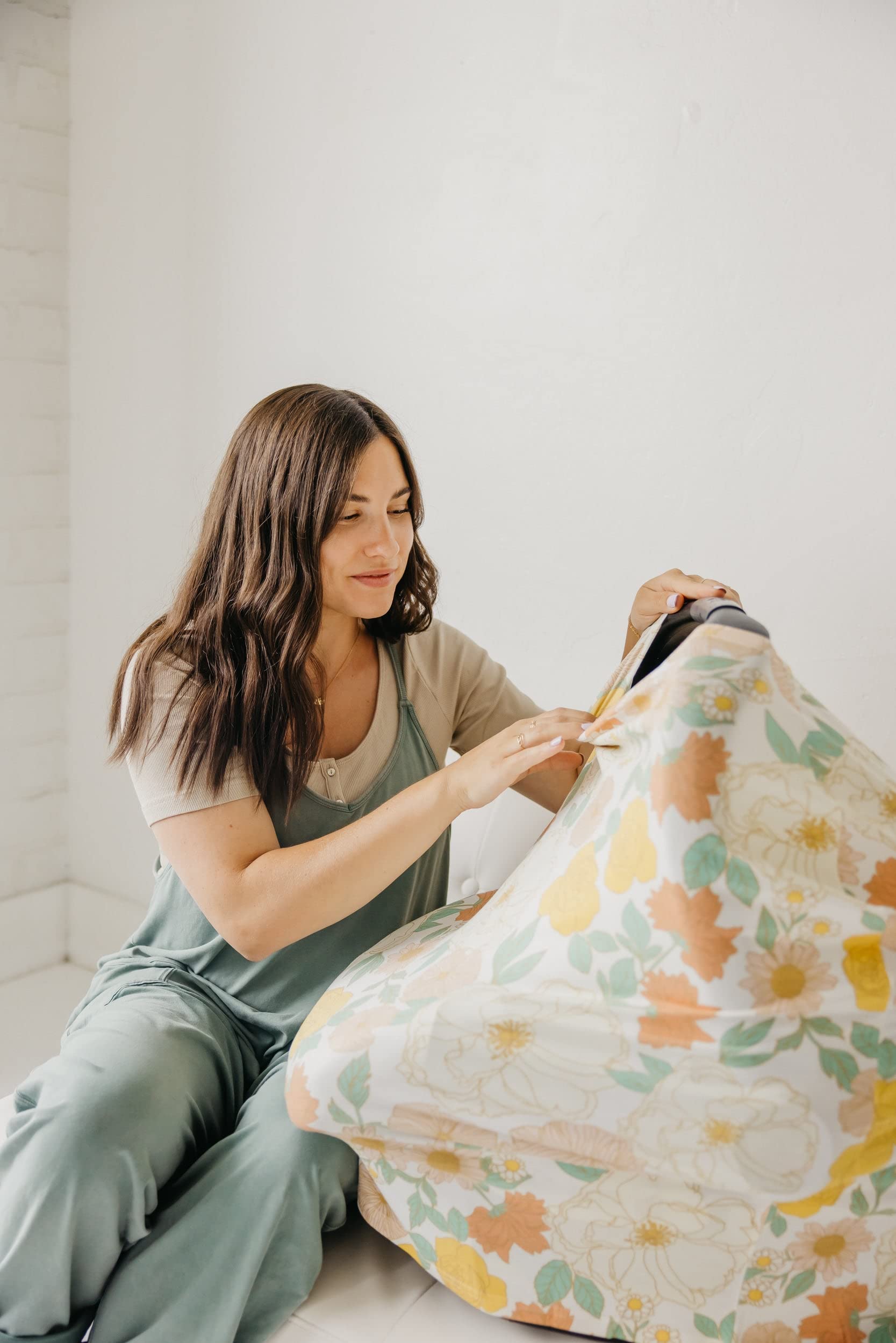 Copper Pearl Multi-Use Cover: Car Seat Covers, Nursing Cover, and Stroller Cover for Sun - Stretchy Fabric, All-Season Use, Stylish Designs, Easy Access for Moms - Rose