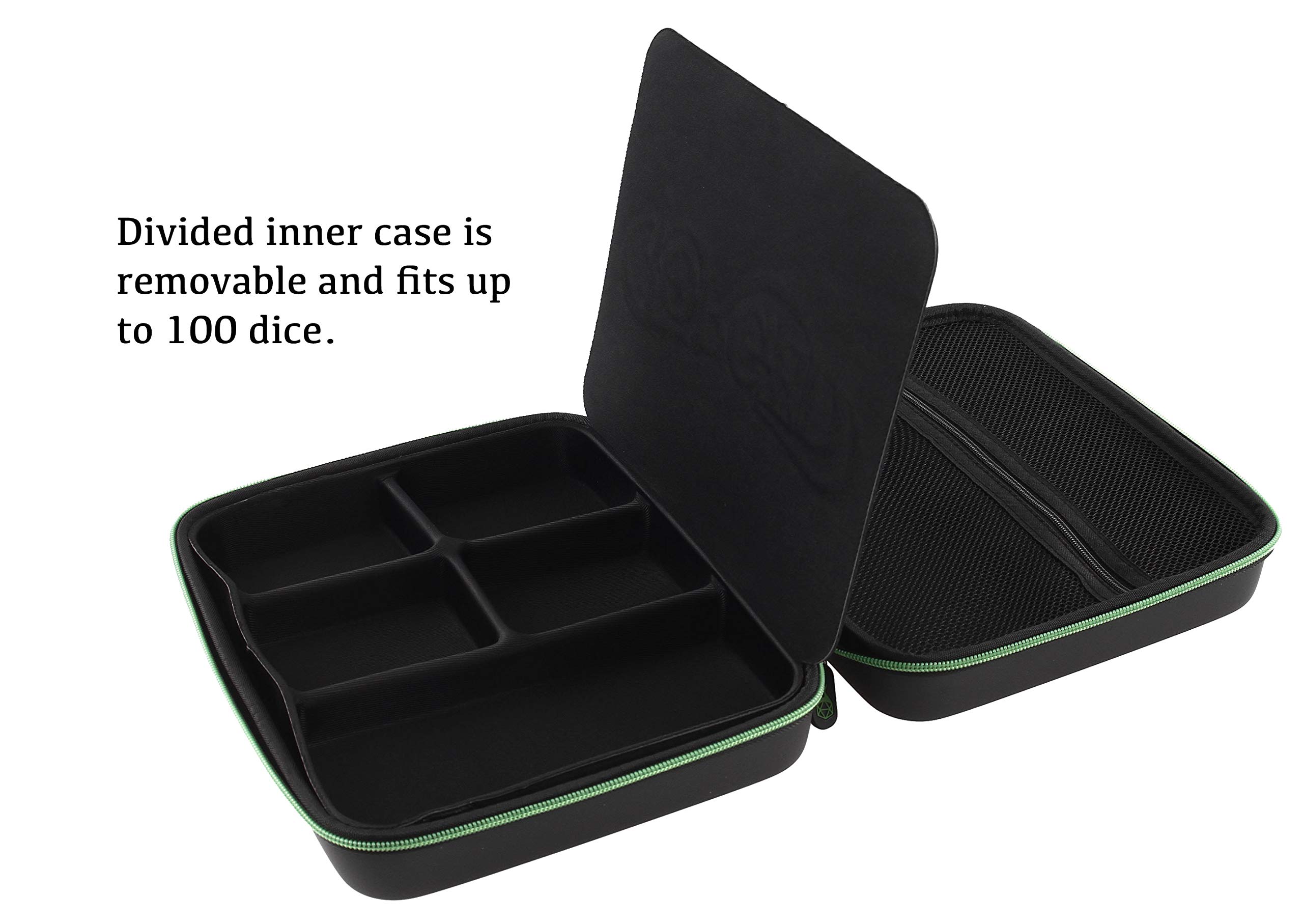 Forged Dice Co. Dice Box and Dice Tray with Removable Dice Holder - Storage Box Holds up to 300 Metal or Plastic Polyhedral Dice - Compatible with DND and Dungeons & Dragons Game Dice - Green