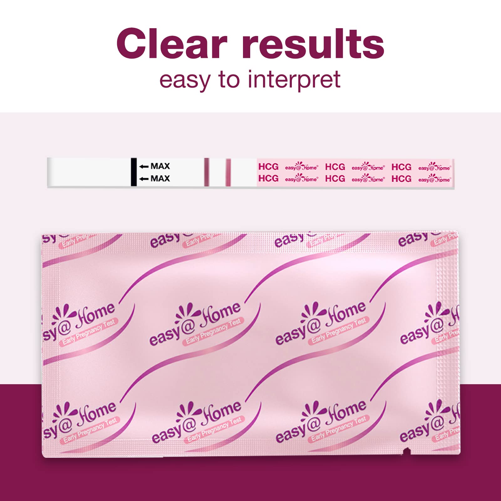 Easy@Home 60 Pregnancy Tests, FSA Eligible, 60 Hcg Test Strips Early Detection - Bulk Pregnancy Strips