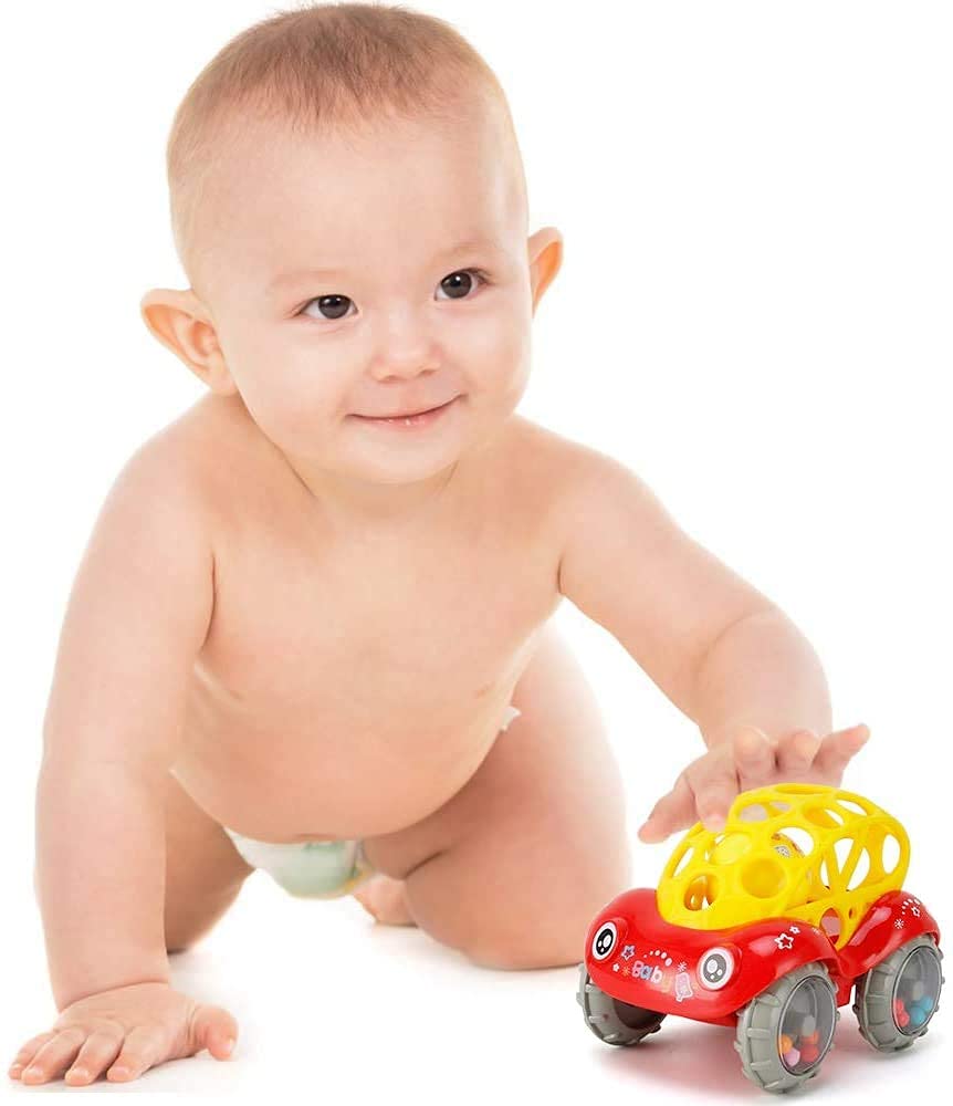 XELVSET 2pcs Toy Cars for Toddlers,Soft Rubber Rattle car Toys,Girls or Boys 3 yrs+ Years Old