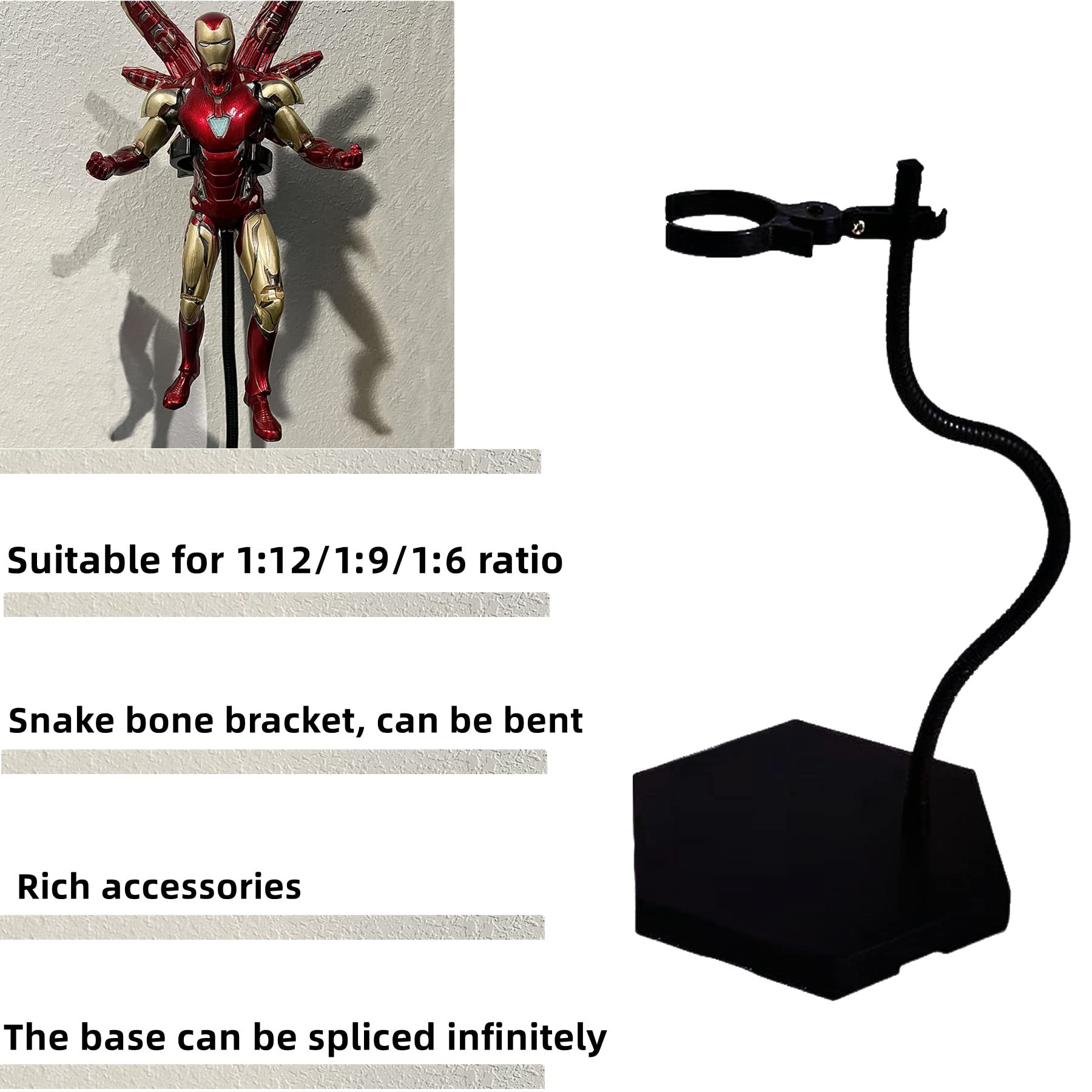OUSHUO Doll Model Support Stand Action Figure Holder Action Figure Stand for 1/6 1/9 1/12 Scale Puppet Stand, Medium