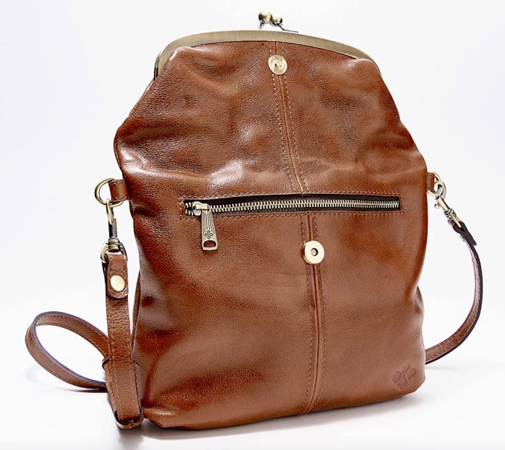 Patricia Nash Distressed Vintage Leather Barsby Crossbody in Cognac