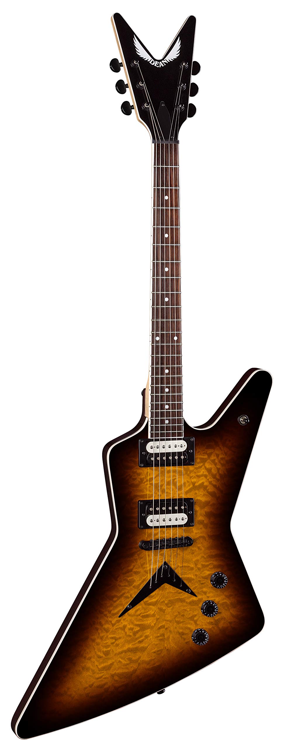 Dean Guitars 6 String ZX Quilt Maple Electric Guitar, Trans Brazilia, Right, QM TBZ