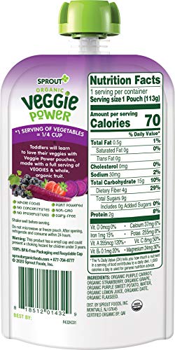 Sprout Organic Stage 4 Toddler Food Power Pak Pouches,6 Count(Pack of 1)