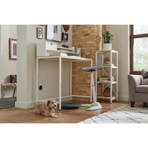 Brite Four Shelf Bookcase 48" H x 16" W x 16" D in Light Maple Laminate and White Metal Frame for Minimalist Bookshelf and Residential Furniture