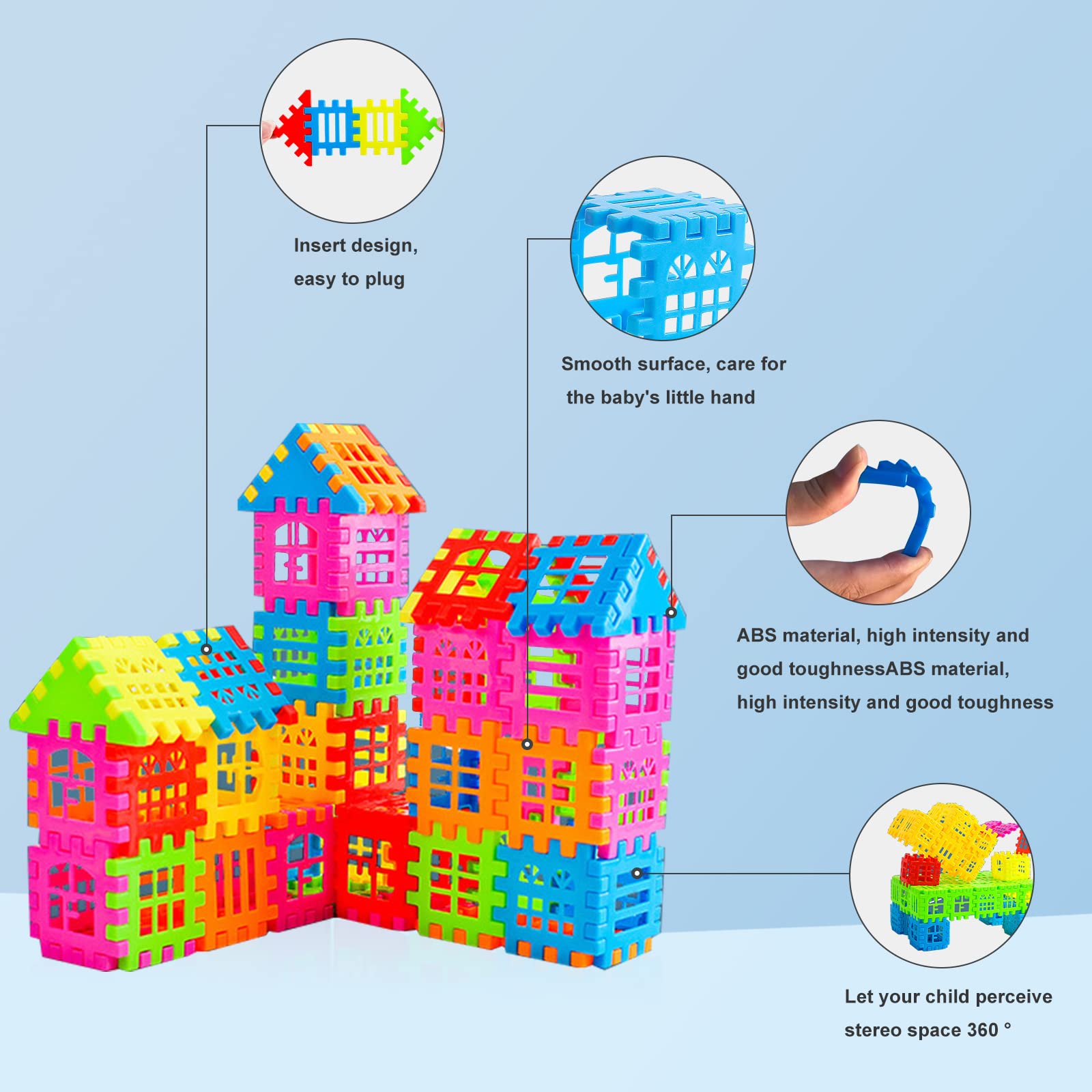 MICHLEY Toddler Toys Number Blocks Big Particle Plastic Smooth 100 PCS Building Blocks Splicing intersting Puzzle Play Toys for Kids 3+