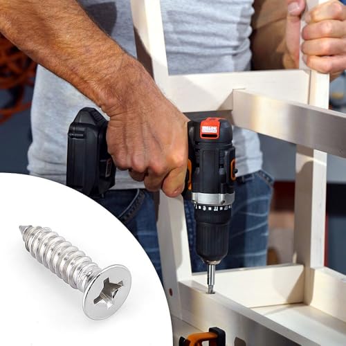 RoyceMart #10 x 3/4" (100 pcs) Stainless Flat Head Phillips Drive Sheet Metal Tek Screws, 304 (18-8) Stainless Steel Screw for Wood, Countersunk Head Wood Screw, Self Tapping Screws