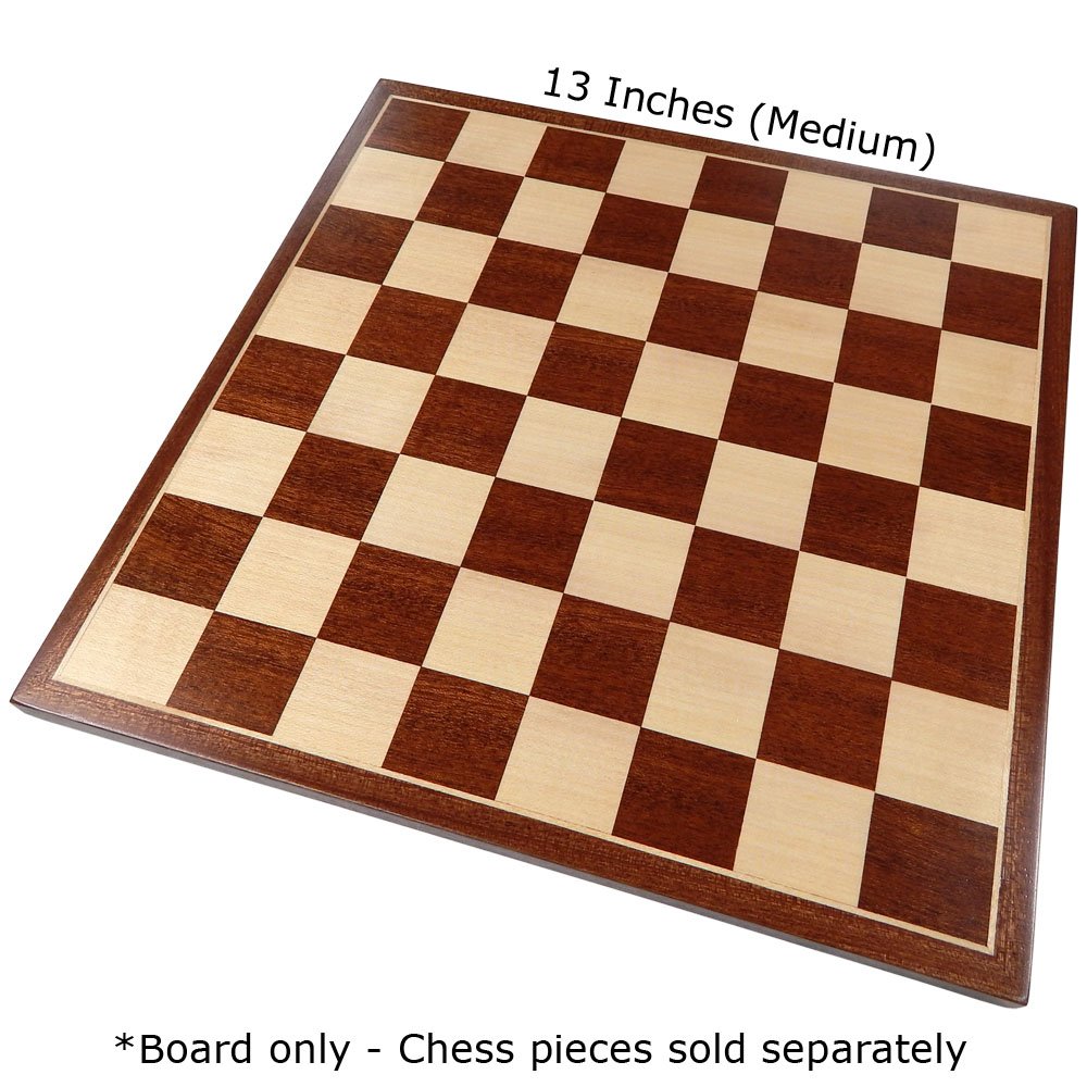 Erebus Chess Board with Inlaid Mahogany Wood, Medium 13 x 13 Inch, Board Only