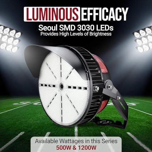 RuggedGrade 277-480V - 500W StadiumPro III LED Stadium Lights - 66,500 Lumen - 5000K - 30 Degree - Flood Mount