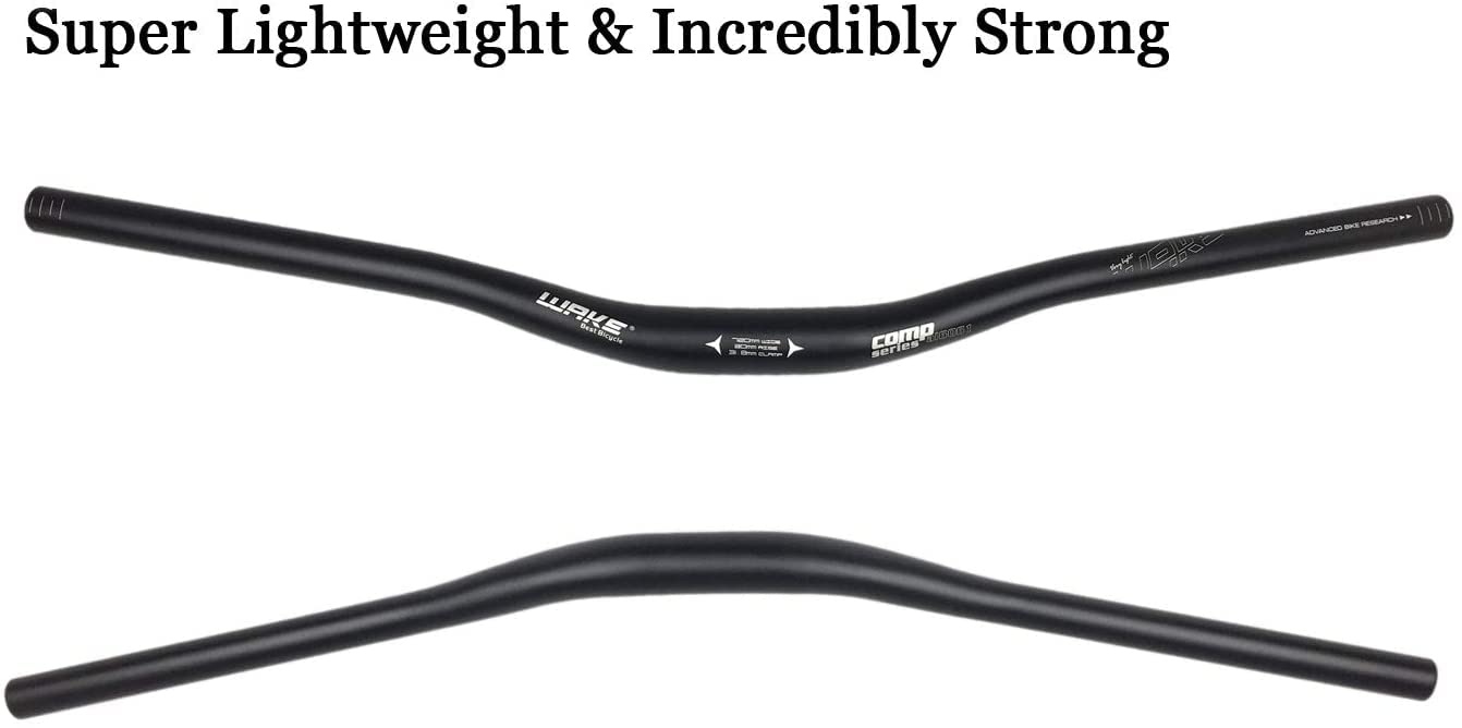 Wake 31.8mm MTB Mountain Bike Handlebar, Aluminum Alloy Mountain Bike Bicycle Riser Handlebar Extra Long 720/780mm with Paint Matte Surface (Black, 720mm)