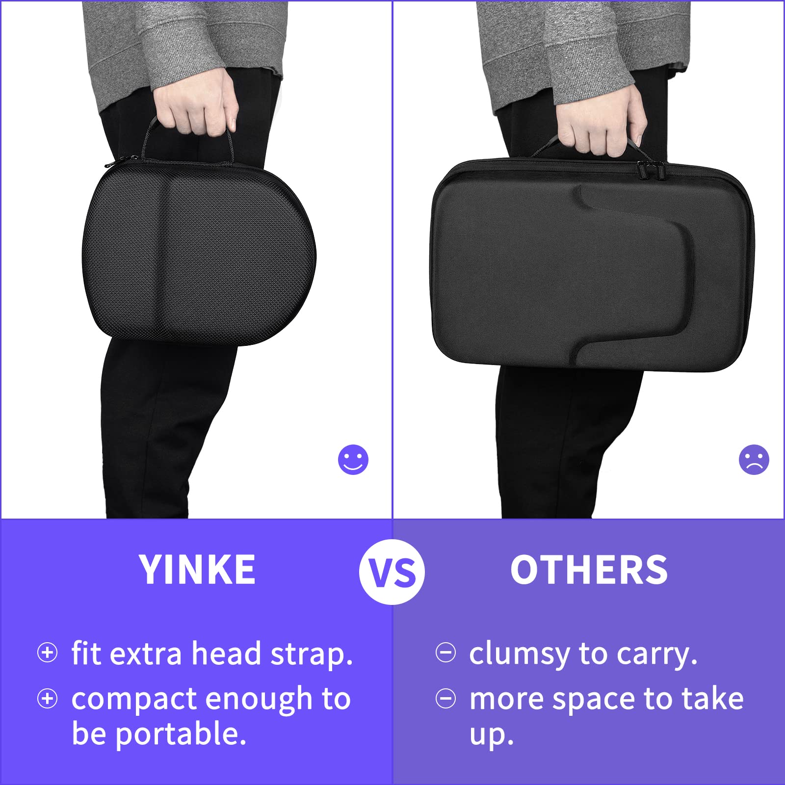 Fromsky Yinke for Oculus/Meta Quest 2/Pico 4 Case, Hard Travel Carrying Case All-in-One Storage, Compatible with Elite Strap VR Headset and More Accessories (Black)
