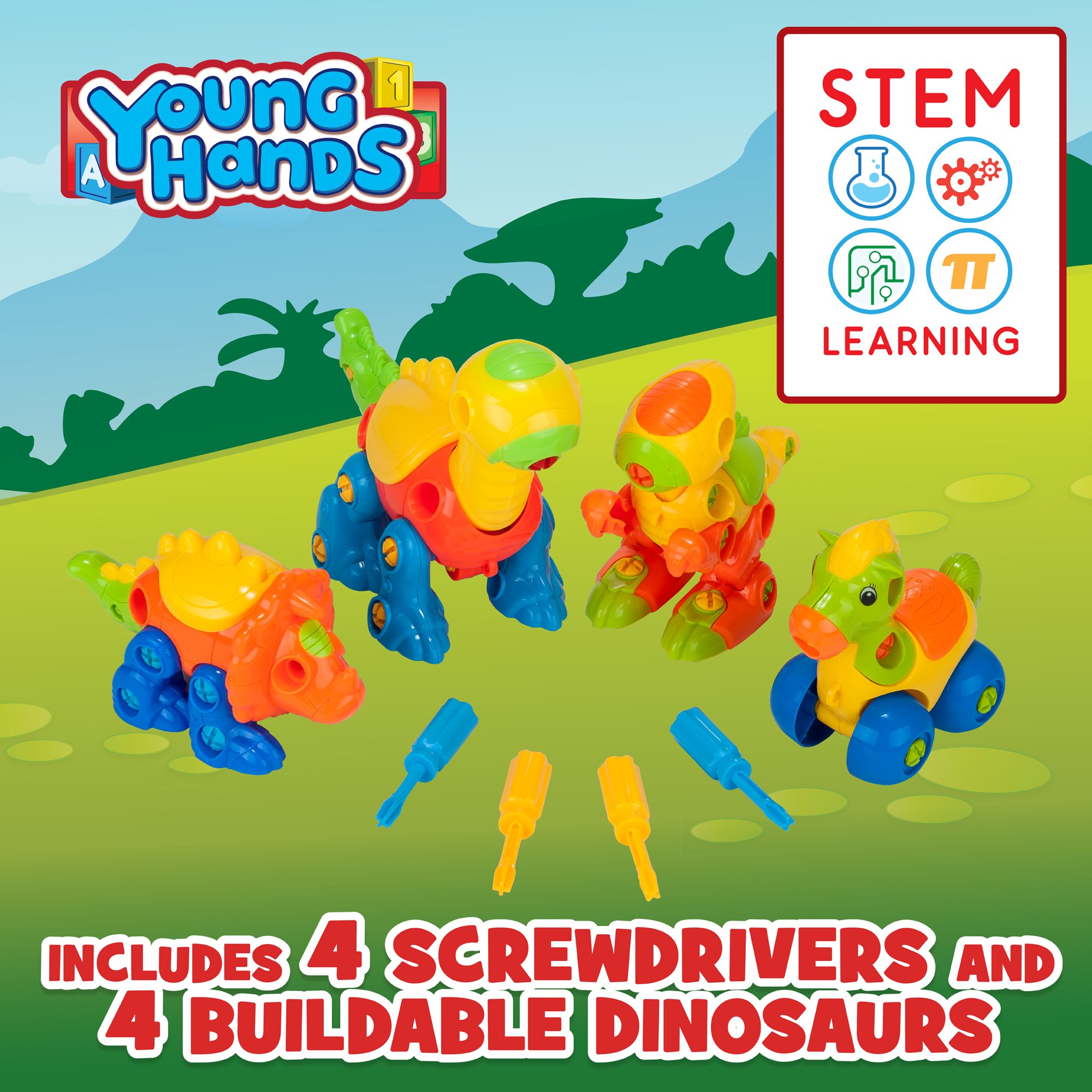 Creative Kids Build & Learn Dinosaur Take Apart Toy Set with Tools Interlocking STEM Educational Building Construction Kit for Preschool, Kindergarten, Boys & Girls Age 3+