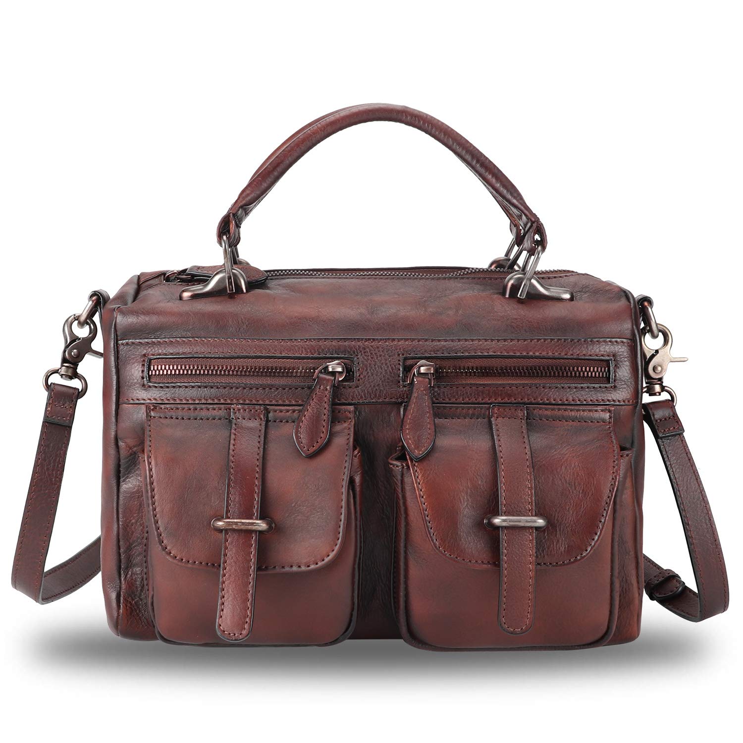 IVTG Genuine Leather Satchel Purse for Women Vintage Handmade Top Handle Bag Crossbody Handbags