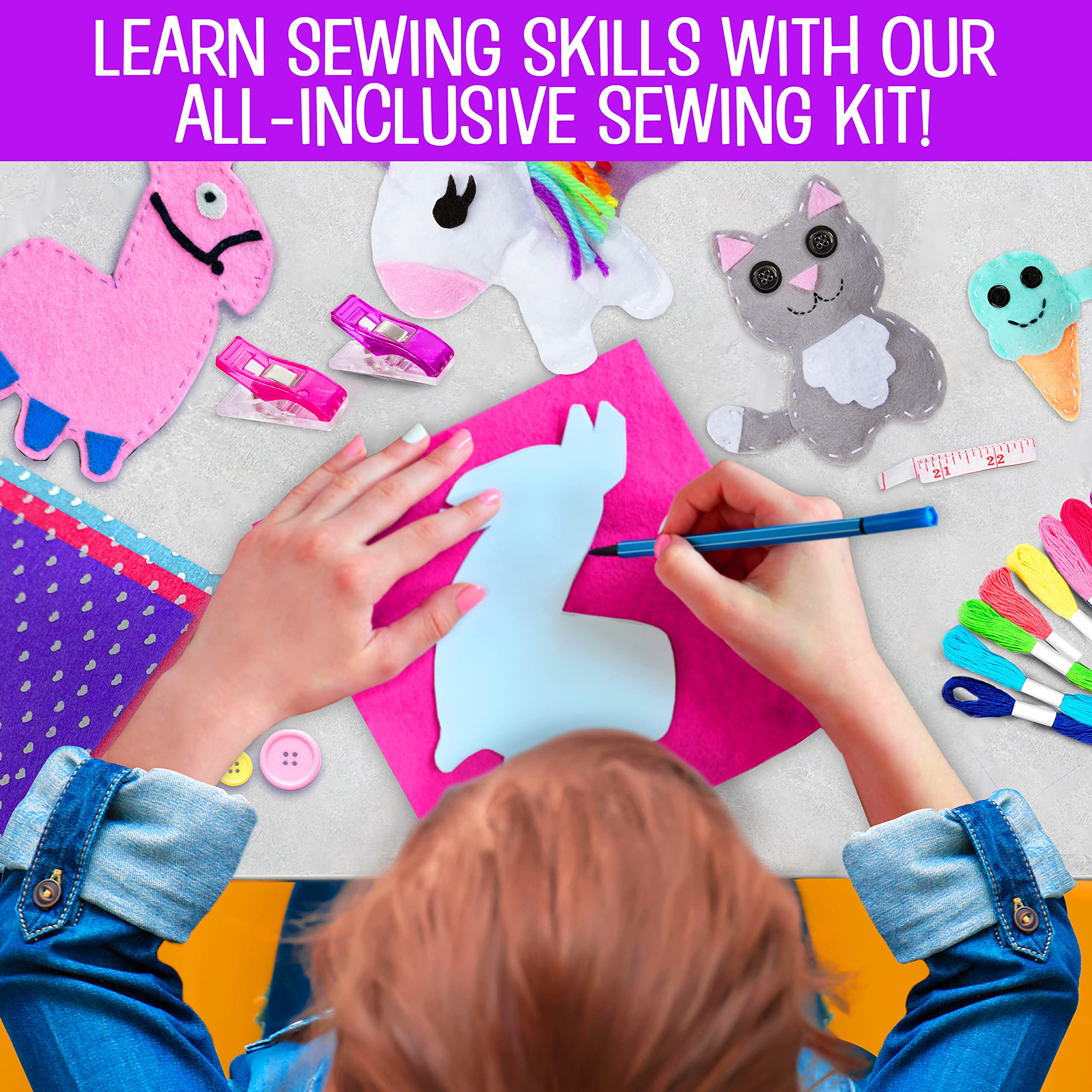 Creative Kids Felt Sewing Kit - Craft 15+ Characters - Fun DIY Kit for Kids 8+ - Creative Sewing Craft Set