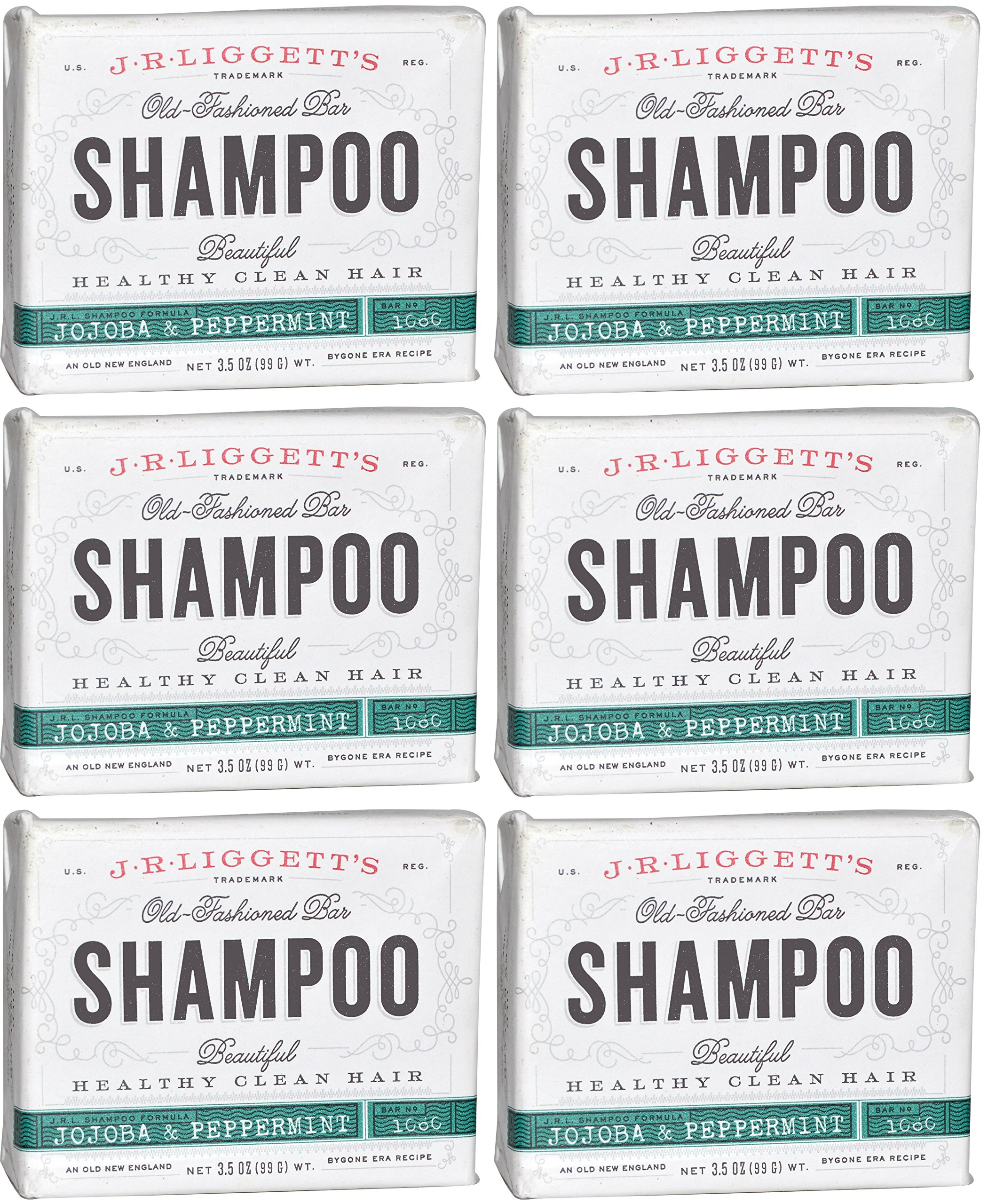J.R. Liggett's Jojoba and Peppermint Shampoo Bar 3.5 Ounces (Pack of 6)