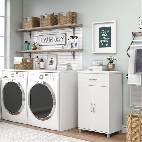 Pemberly Row Transitional 24" 1 Drawer/2 Door Base Storage Cabinet in White