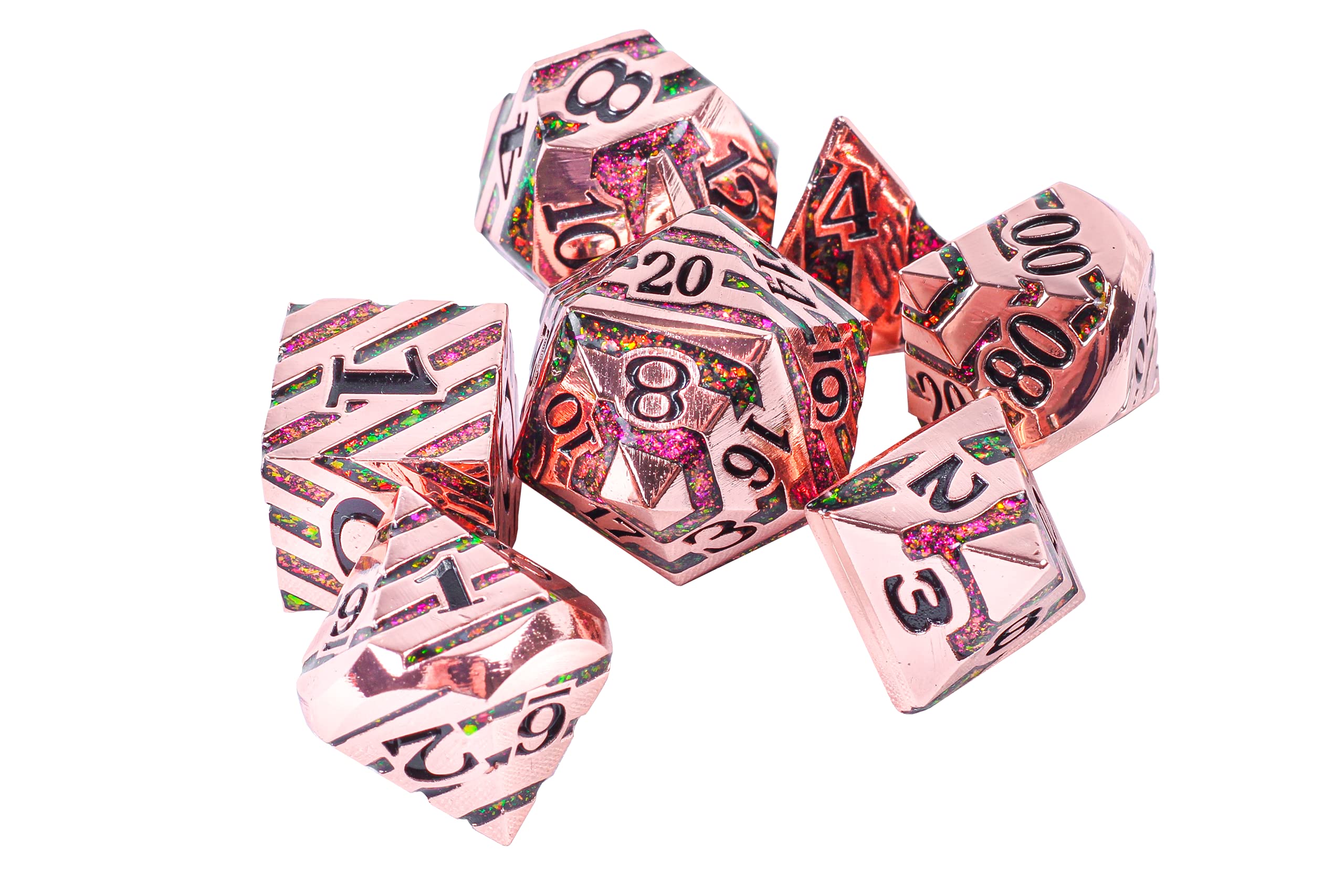 Copper Vein of Magic DND Metal Dice Set for Dungeons and Dragons Gifts, D&D, D and D, Pathfinder, Accessories, D20, Polyhedral, Resin Dice, Metal, Dice Tray, Tower, Bag, Box