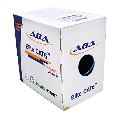 Elite Cat6 24AWG Stranded - CM, 1000ft, Unshielded, More Flexible, Bare Copper, 550MHz, ETL Listed & UL Listed, Bulk Ethernet Cable, Easy Pull Box, Blue | Create Custom Patch Cables
