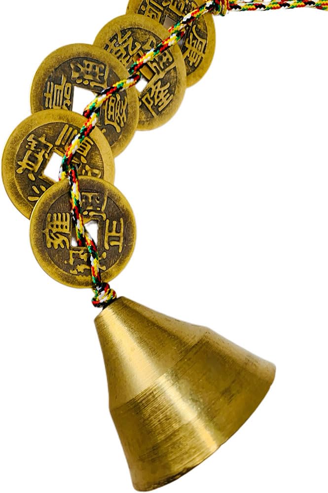 Golden Brass Bell Copper Coin Ornament Bell Home Garden Christmas Tree Car Decoration Pendant
