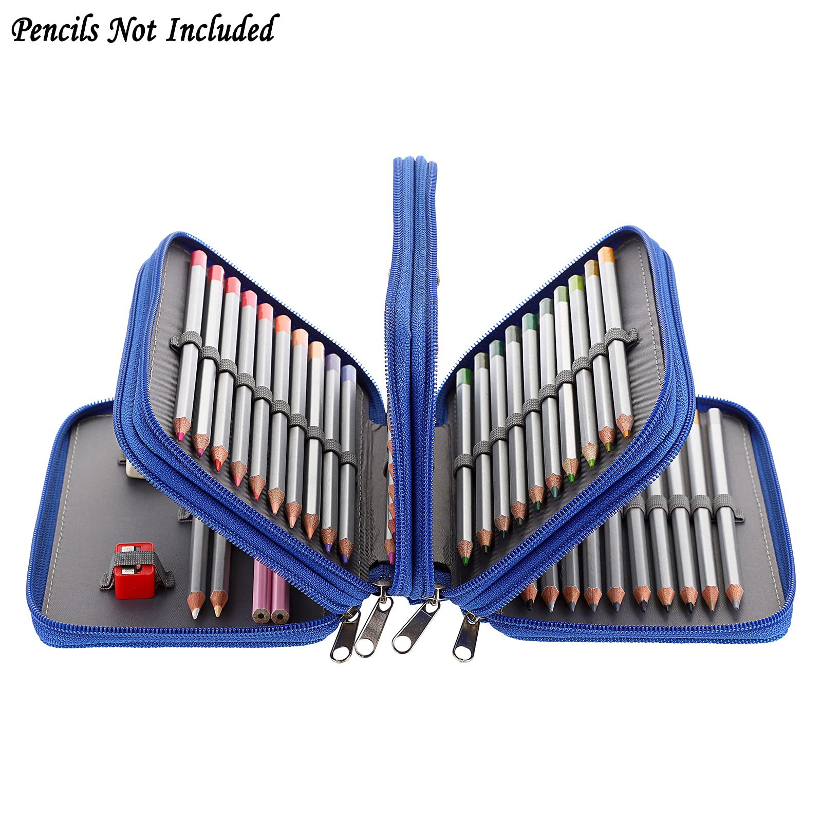 BTSKY® Handy Wareable Oxford Pencil Bag 72 Slots Pencil Organizer Portable Watercolor Pencil Wrap Case (Blue)