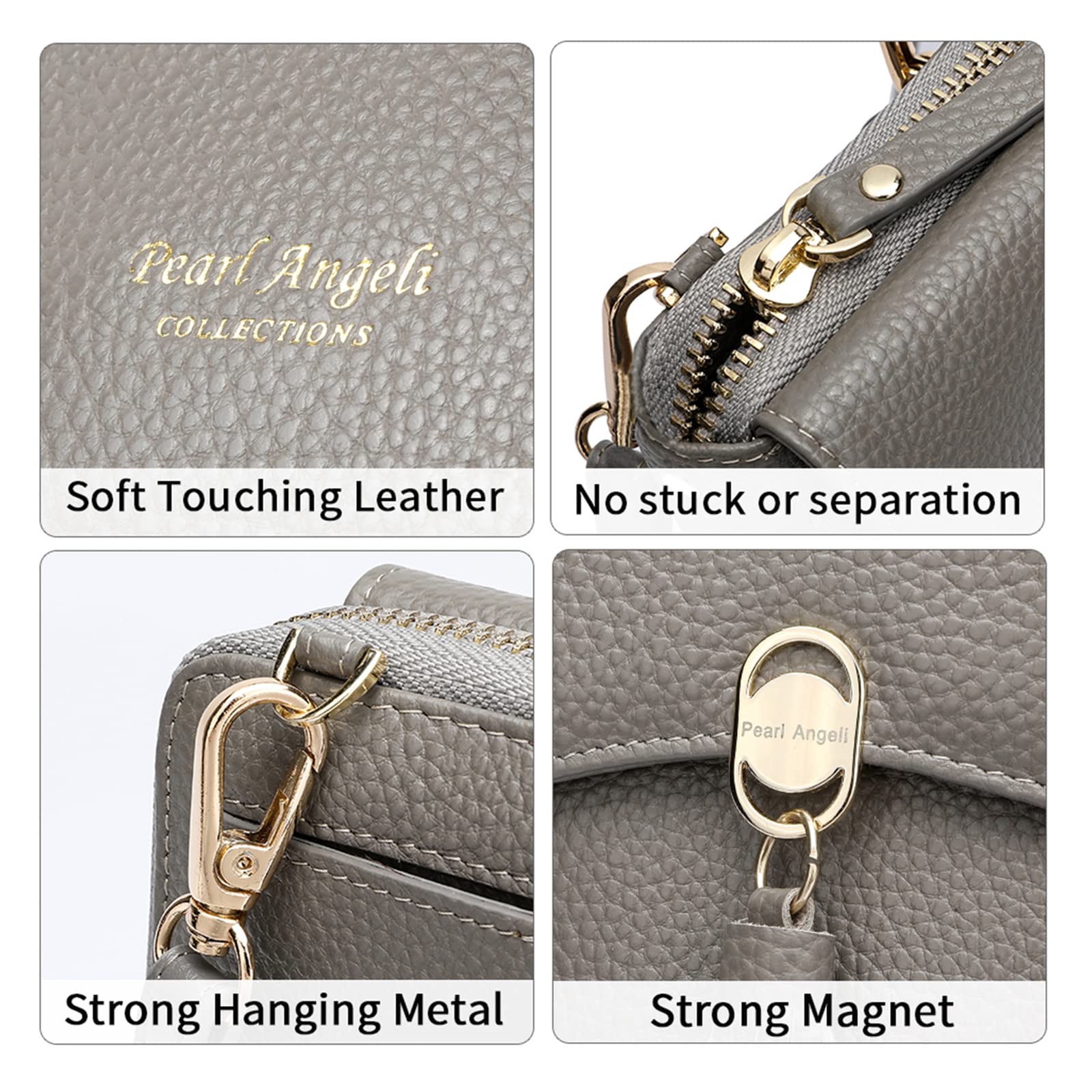 Pearl Angeli Women Phone Purse RFID Blocking Genuine Leather Small Ladies Cross-body Wallet Shoulder Bag