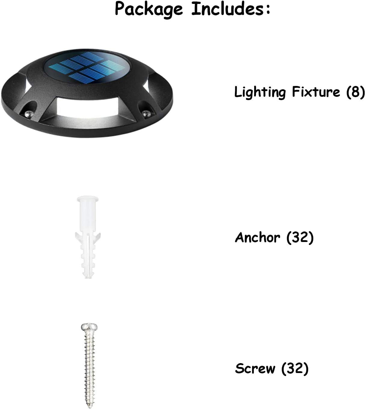 Home Zone Security Deck & Stair Solar Light Weatherproof No Wiring Black 8 Set