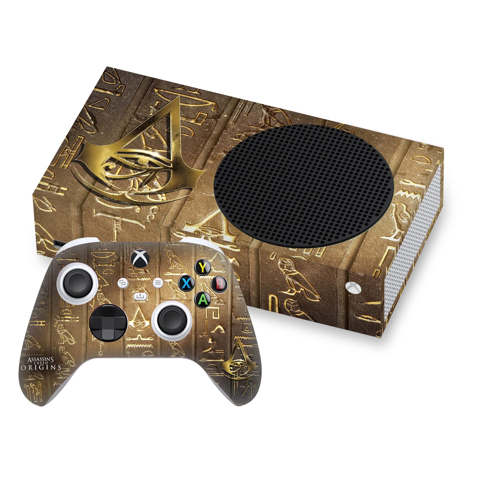 Head Case Designs Officially Licensed Assassin's Creed Logo 3D Heiroglyphics Origins Graphics Matte Vinyl Sticker Gaming Skin Decal Cover Compatible With Xbox Series S Console and Controller Bundle