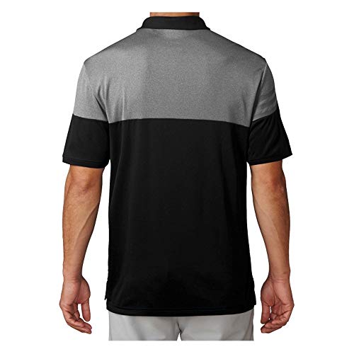 adidas Men's Golf 3-Stripes Heather Block Polo Shirt, Black, X-Large