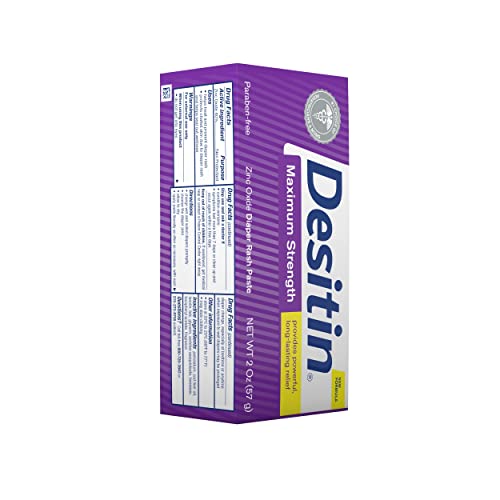 Desitin Maximum Strength Baby Diaper Rash Cream with 40% Zinc Oxide for Treatment, Relief & Prevention, Hypoallergenic, Phthalate- & Paraben-Free Paste, Travel Size, 2 oz (Pack of 6)