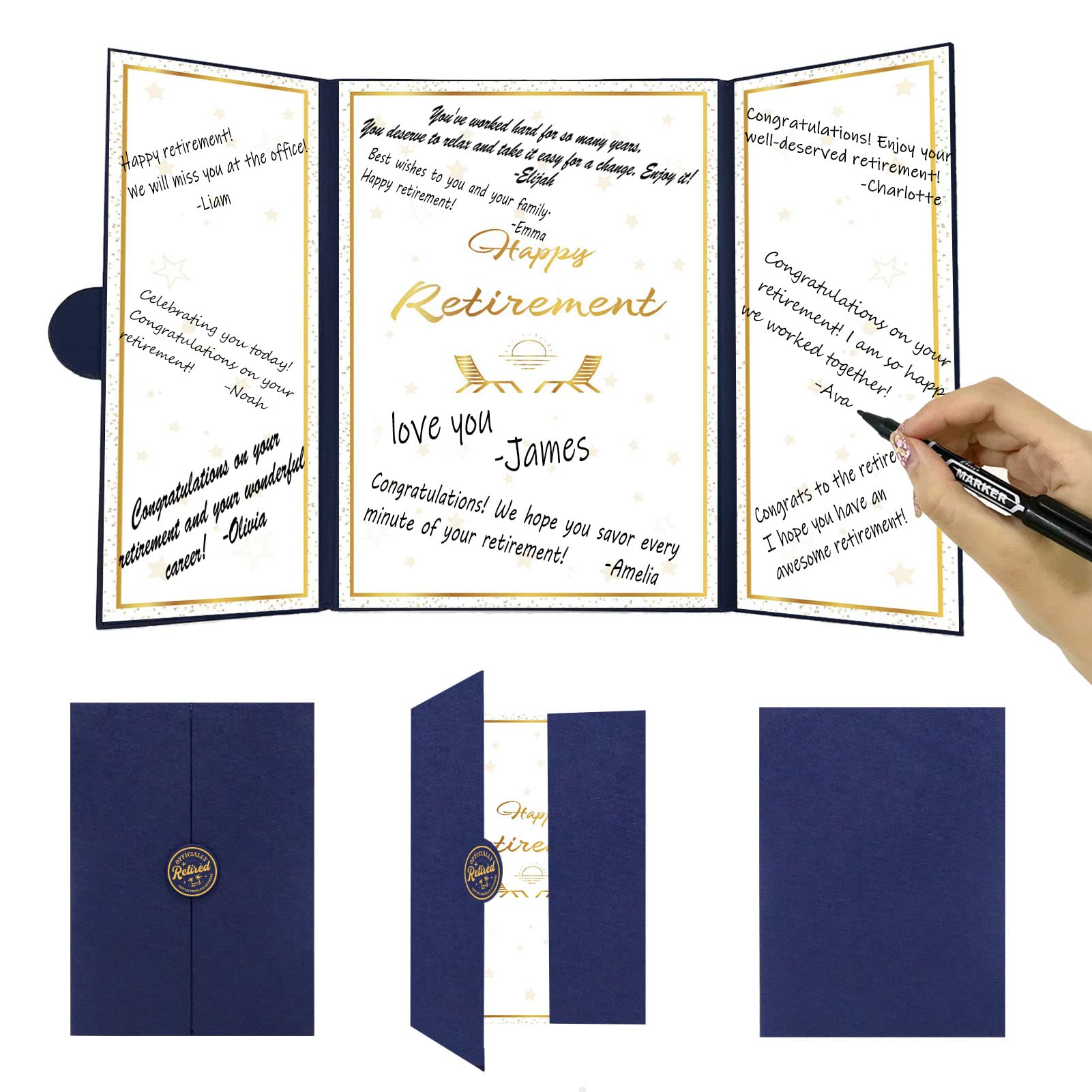 Trgowaul Retirement Party Decorations, Happy Retirement Guest Book Alternative, Funny Retirement Party Signature Certificate, Card Congrats Retired Party Supplies Gifts Sign for Men Women Coworkers