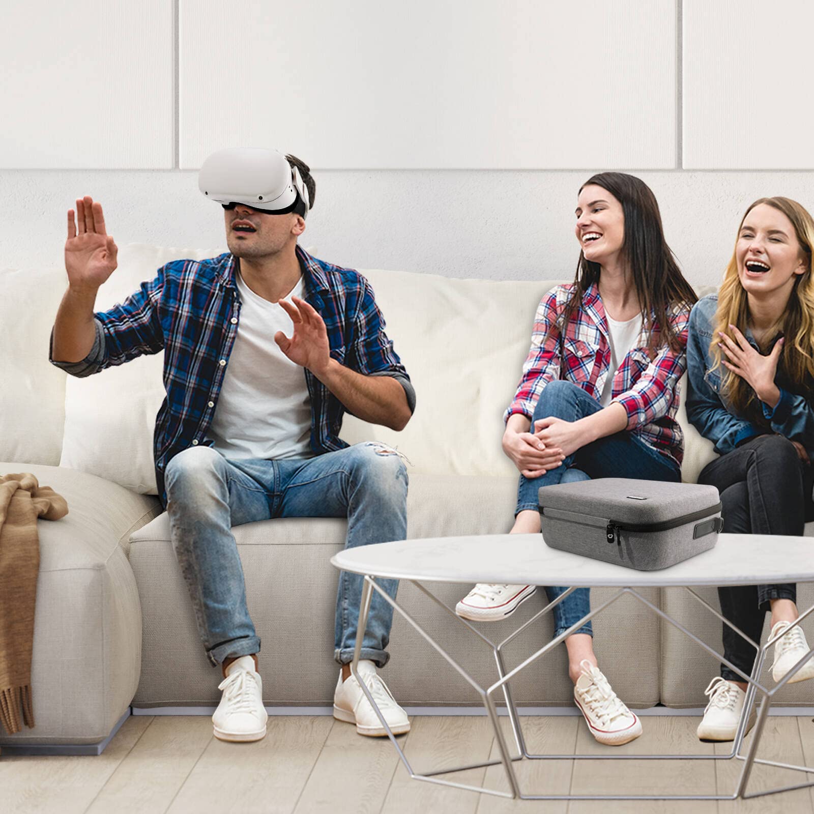 DESTEK All in One Accessories Bundle Compatible with Meta/Oculus Quest 2, Carrying Case Set Includes Head Strap, Controller Grips Cover, Silicone Face Cover, Lens Cover, VR Accessories Travel Kit