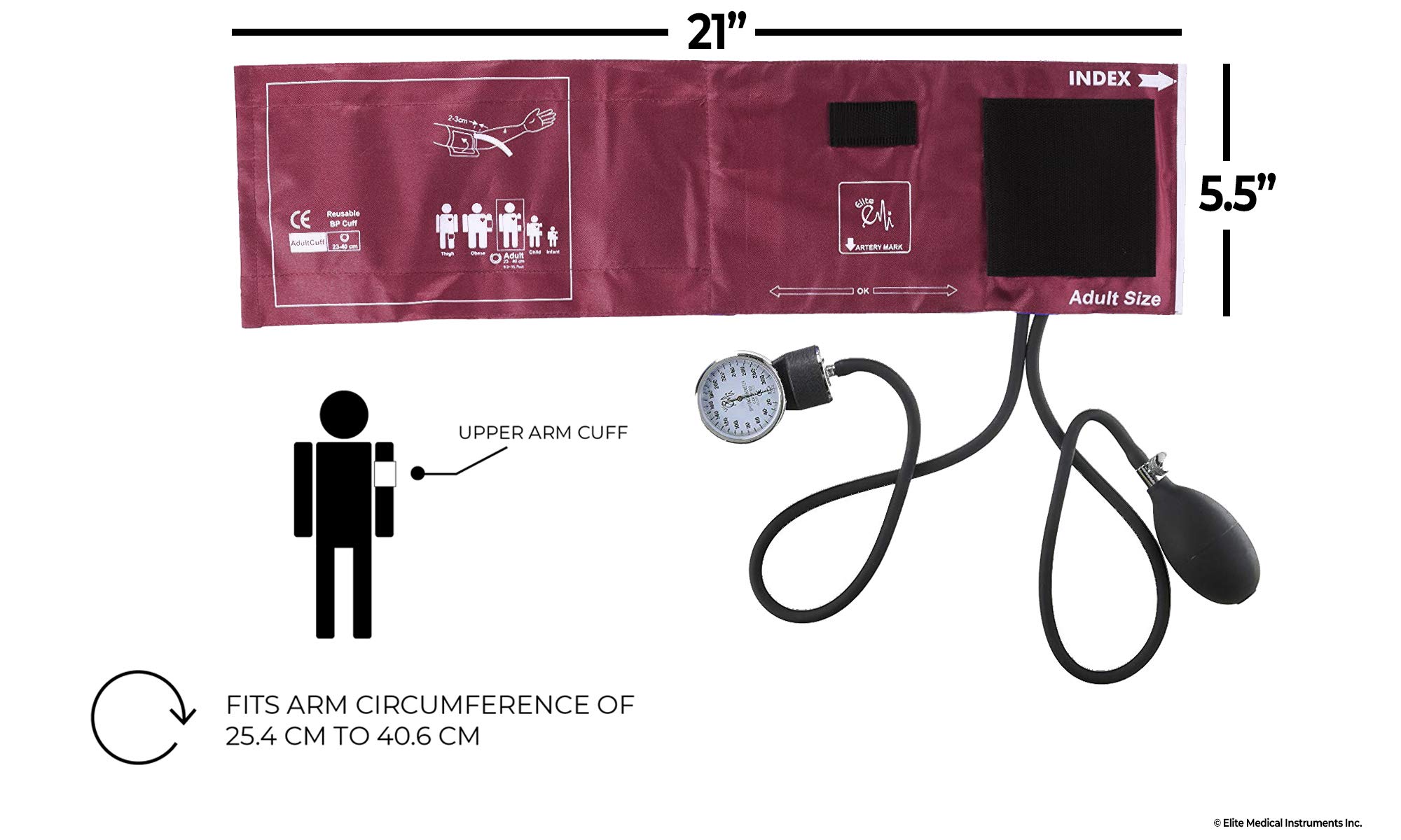 EMI Burgundy 330 Sprague Rappaport Stethoscope and Aneroid Sphygmomanometer Manual Blood Pressure Set Kit