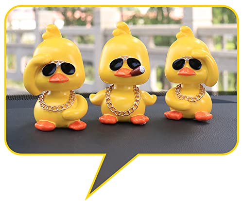 wonuu Shaking Head Duck Car Dashboard Decorations Cute Yellow Ducks Doll for Car Interior Ornament Accessories, Cool Duck