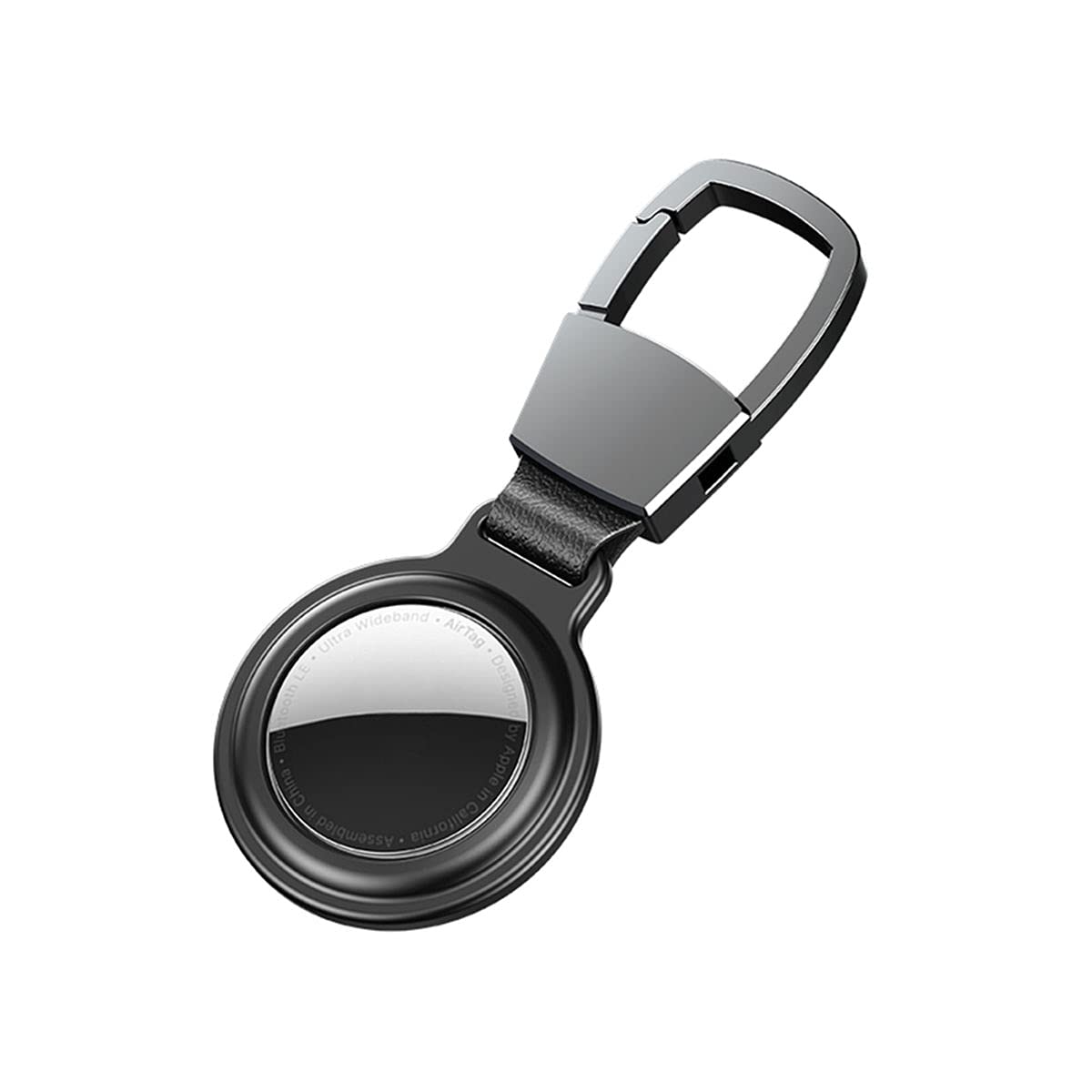 dethinton Case for AirTags, Magnetic Alloy Metal Cover with Ring Keychain Compatible for AirTags 2021-Black