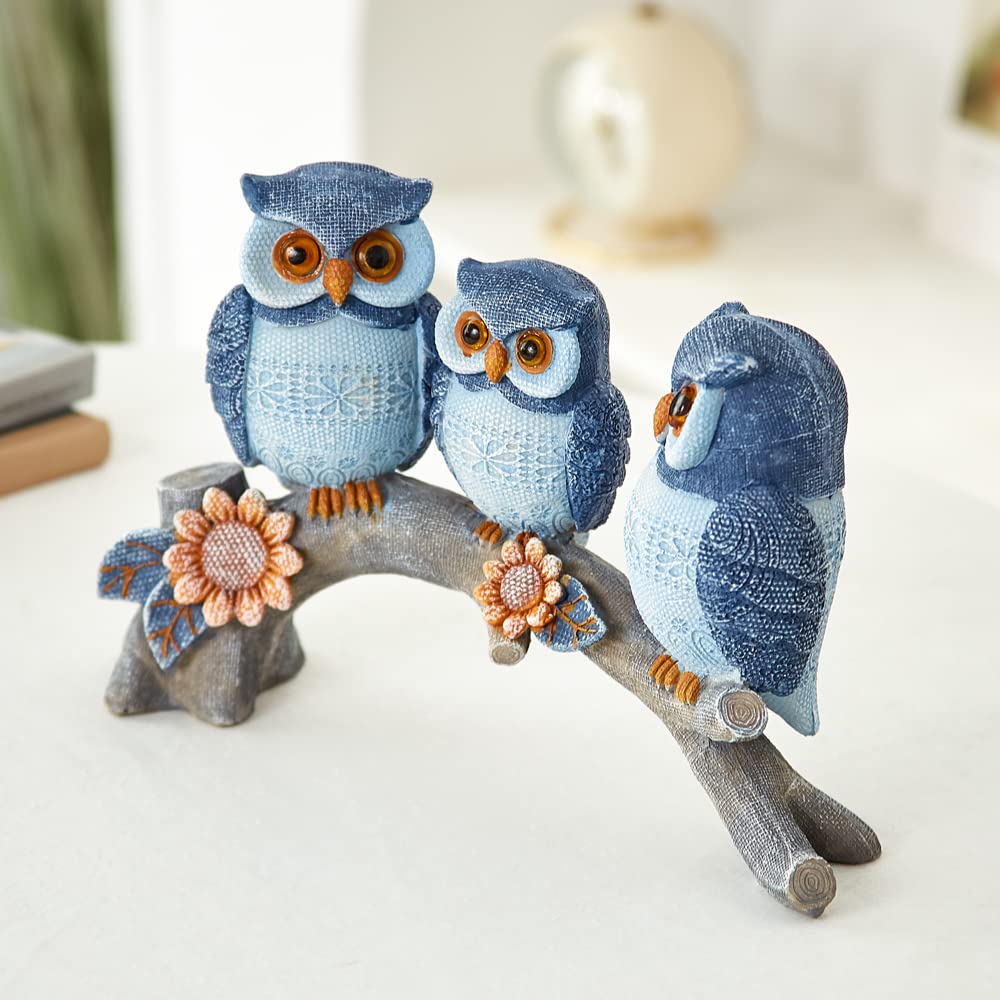 FJS Owl Statue for Home Decor Accents Living Room Bedroom Owl Figurines for Shelf Coffee Table Decor, Christmas Birthday Owl Lovers Gift